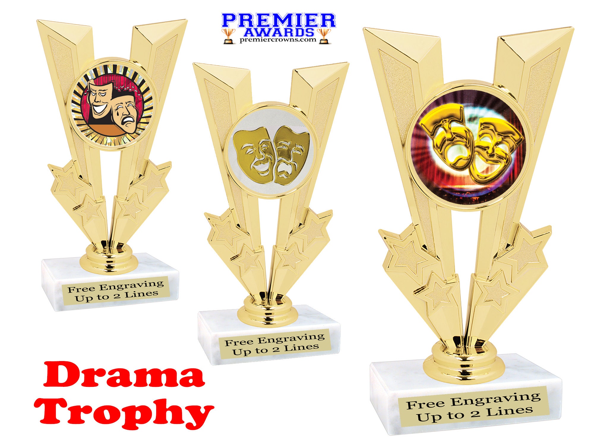 Drama theme trophy. Great award for schools contests | Etsy