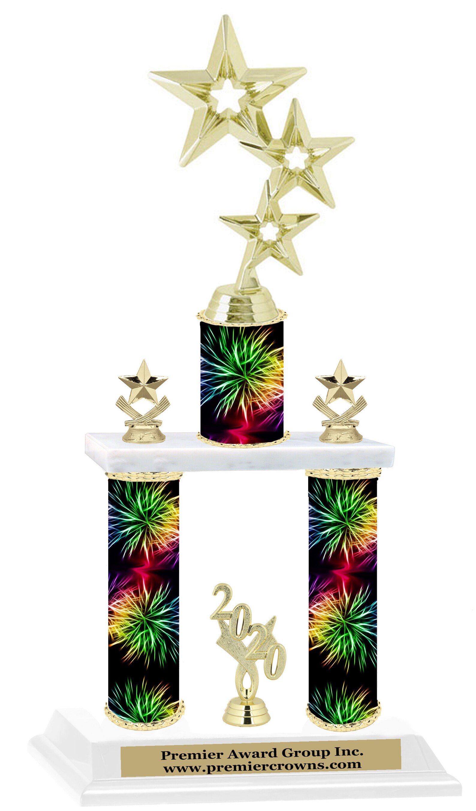 Fireworks 2-column Trophy With Choice of Figure. Available in 3 Trophy ...