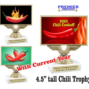 Chili Pepper Trophy. 4. 5" Tall With Choice of Artwork. Great Trophy ...
