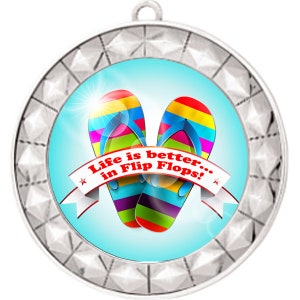Silver Medal With Choice of Summer Theme Insert. Includes Free Neck ...