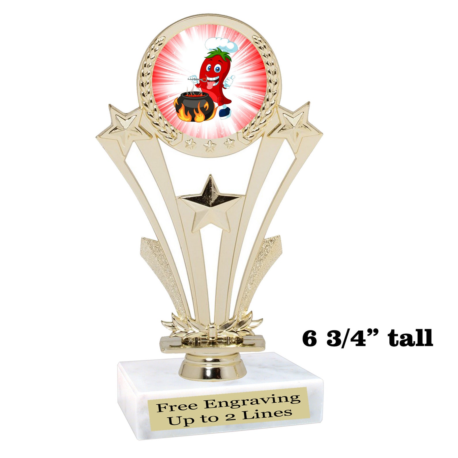 Chili - Salsa - BBQ Trophy. 6.5" Tall With Choice of Art Work. Great ...