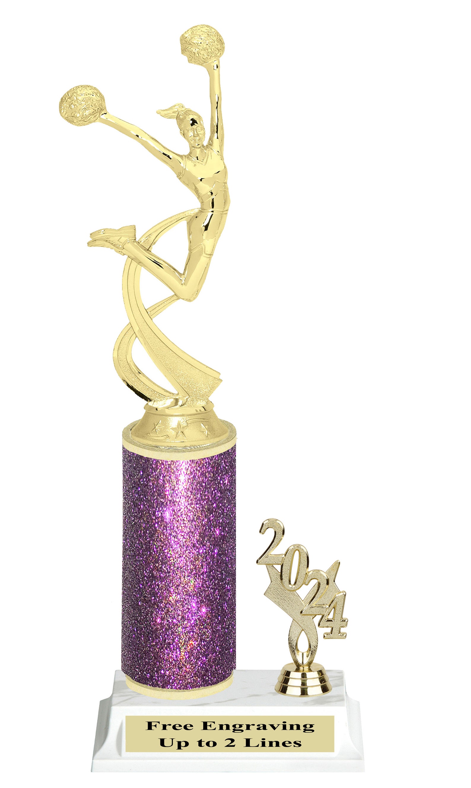 Cheer Trophy With Choice of Glitter Column Color. Trophy Heights Start ...