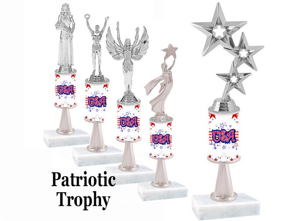 USA Theme Trophy With Silver Figure on USA Design Column. | Etsy