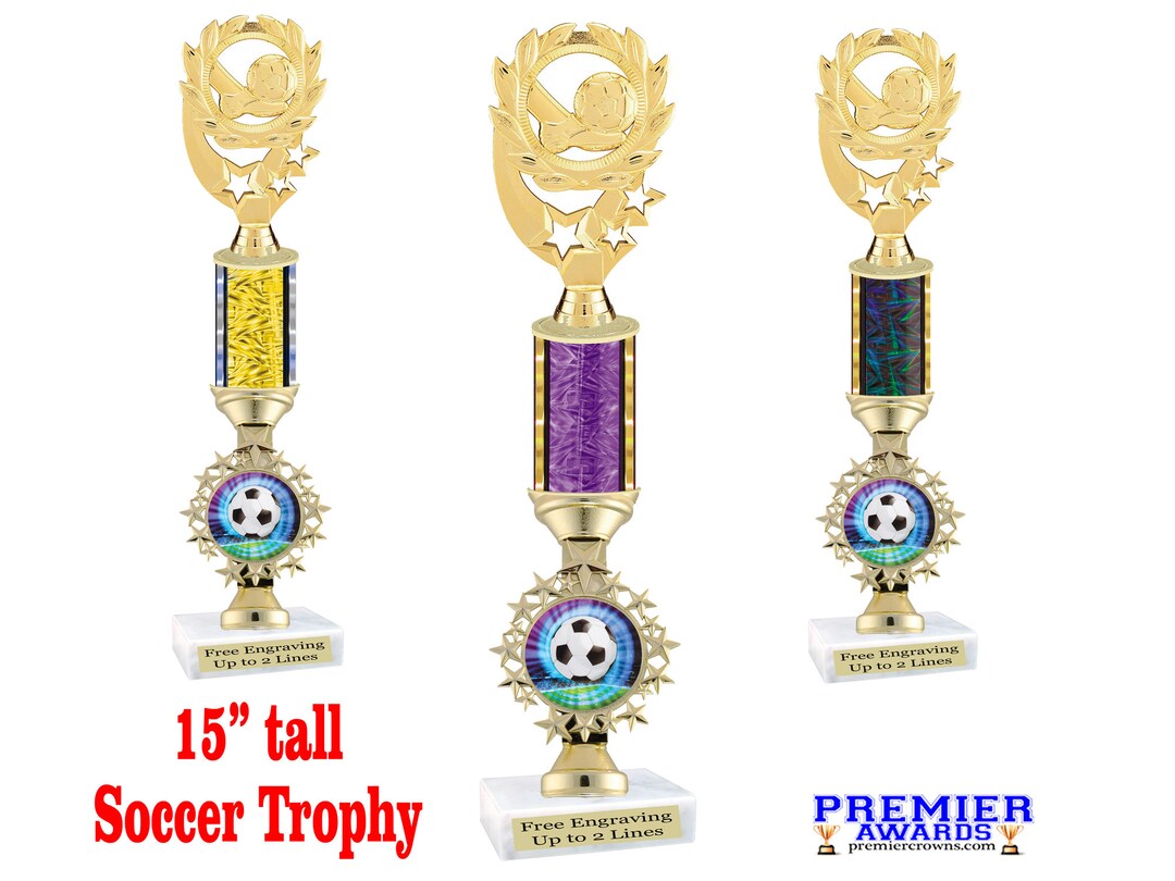 Soccer Trophy With Choice of Column Color. 15" Trophy for Your Team ...