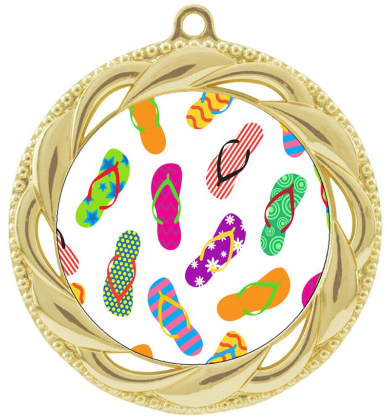 Gold Medal with summer theme Insert. Includes free neck | Etsy