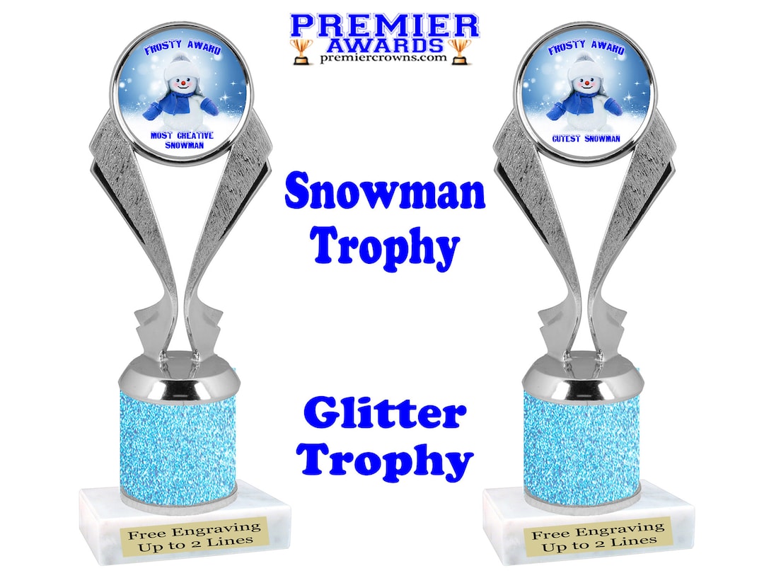 Frosty Award! 8" Tall Trophy With Light Blue Glitter Column. Great for ...