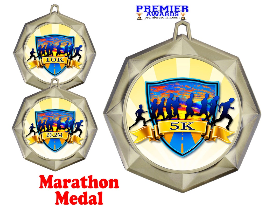 Gold Medal With Marathon Theme Insert. Includes Free Neck Ribbon and ...
