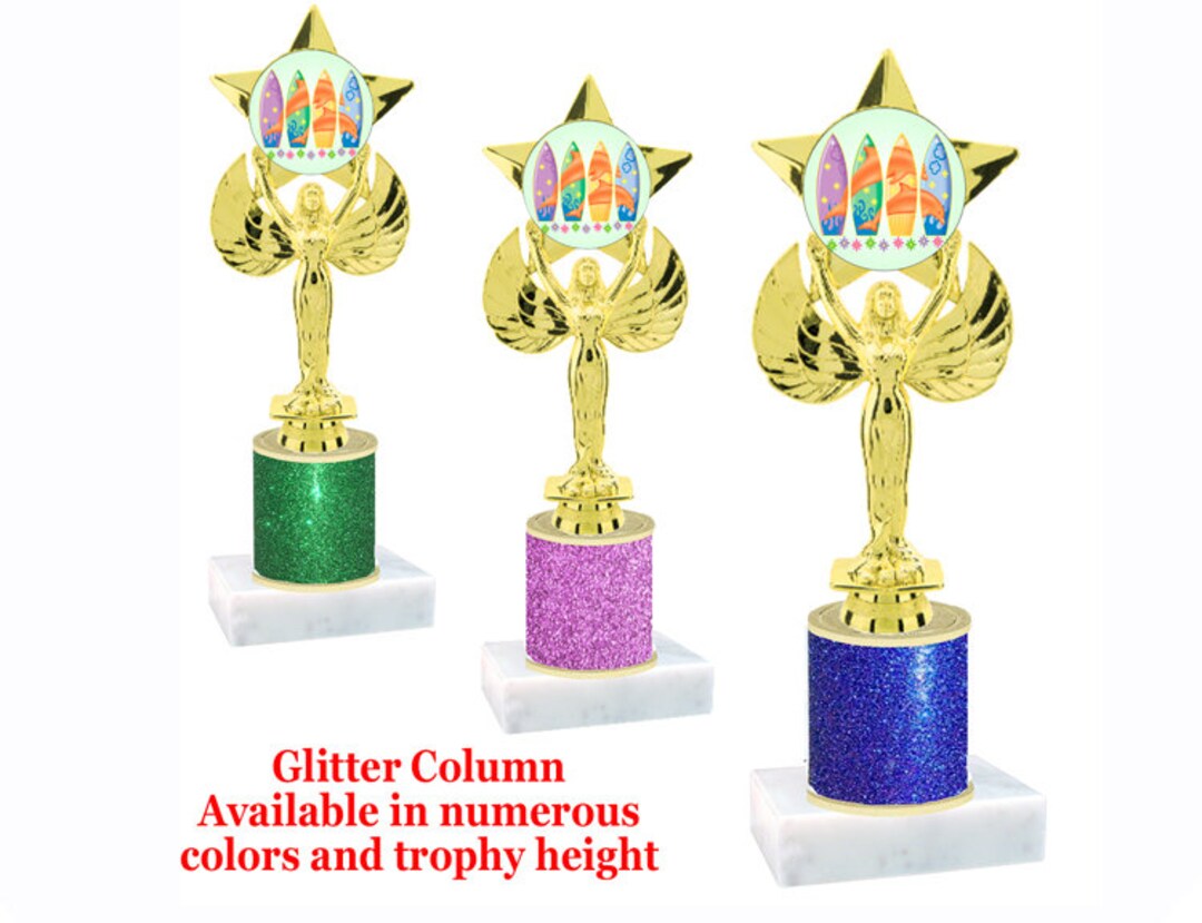 Glitter Summer Theme Trophy With Choice of Glitter Color. Numerous ...