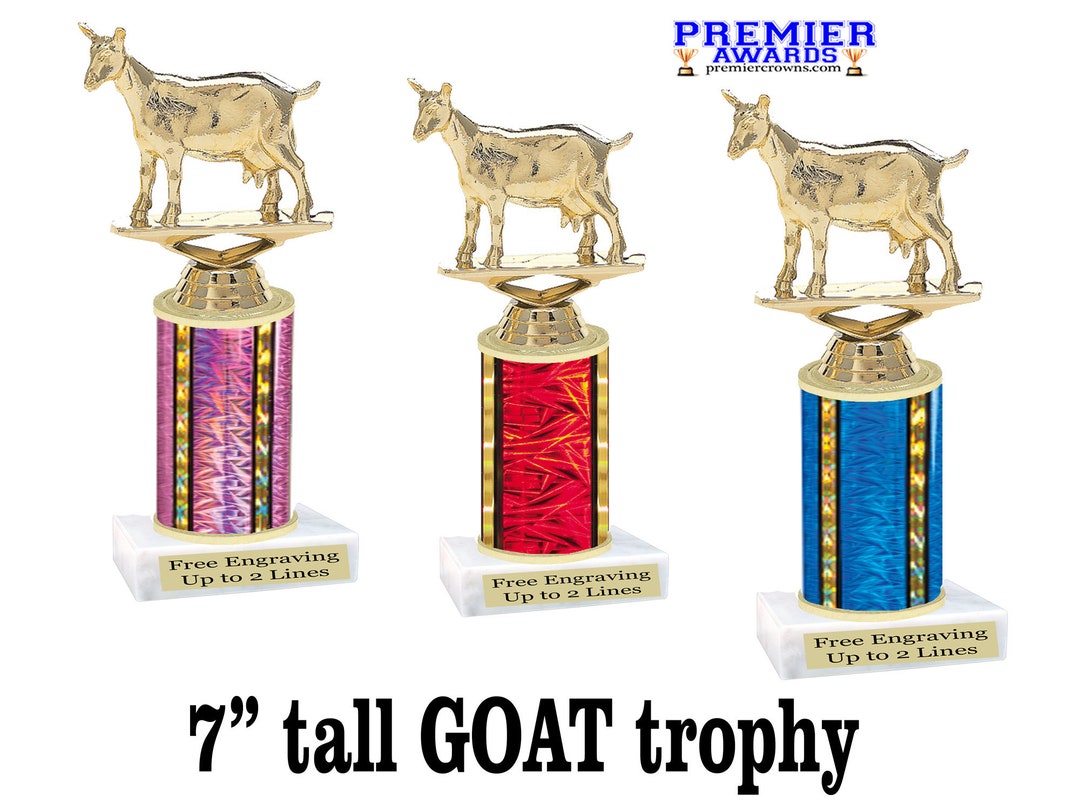 GOAT Trophy. 7" Tall With Choice of Column Color. Great Trophy for the ...