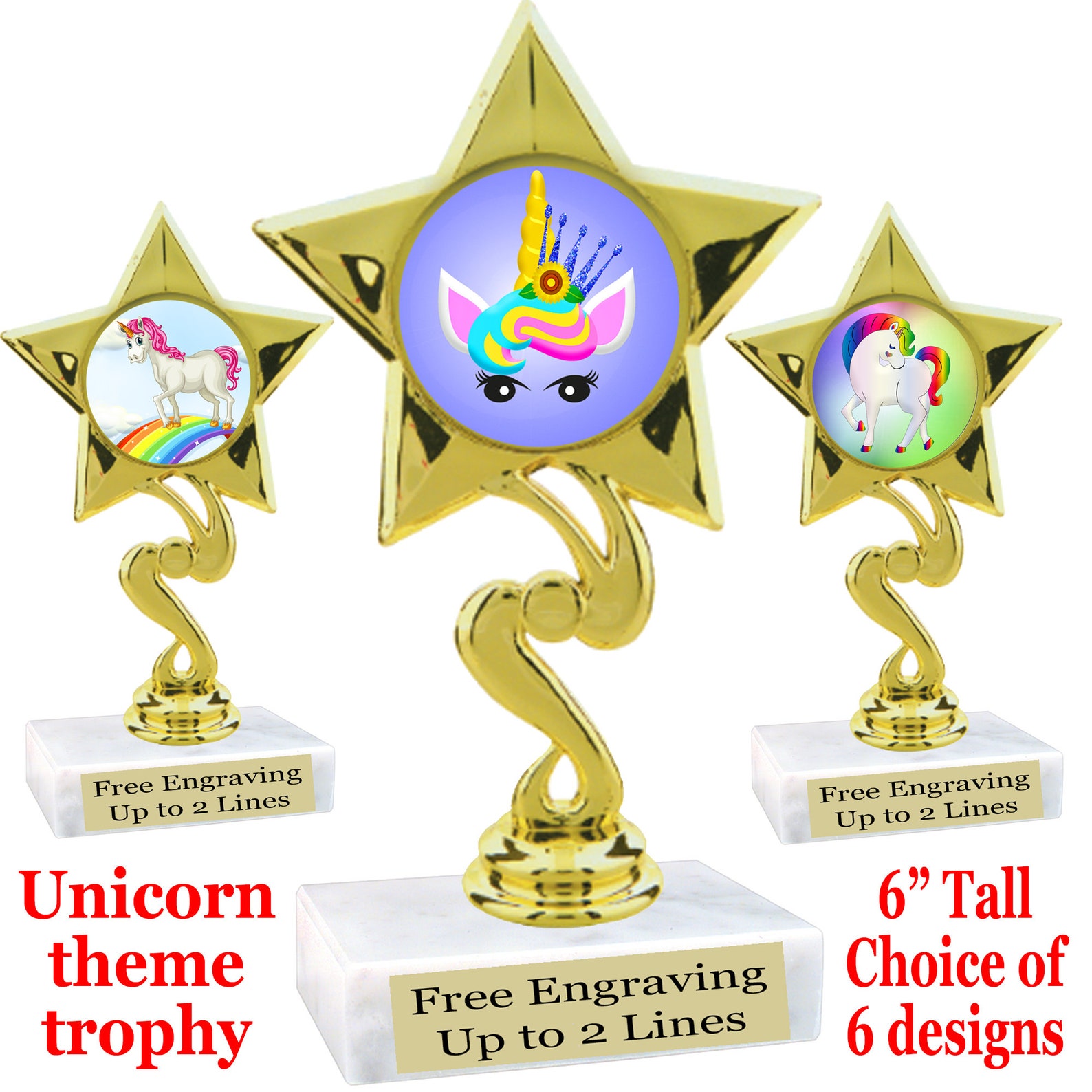 Unicorn Theme Trophy. 6 Tall Trophy With Choice of - Etsy