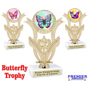 Butterfly Theme Trophy. Choice of Artwork. Great for Your Spring and ...