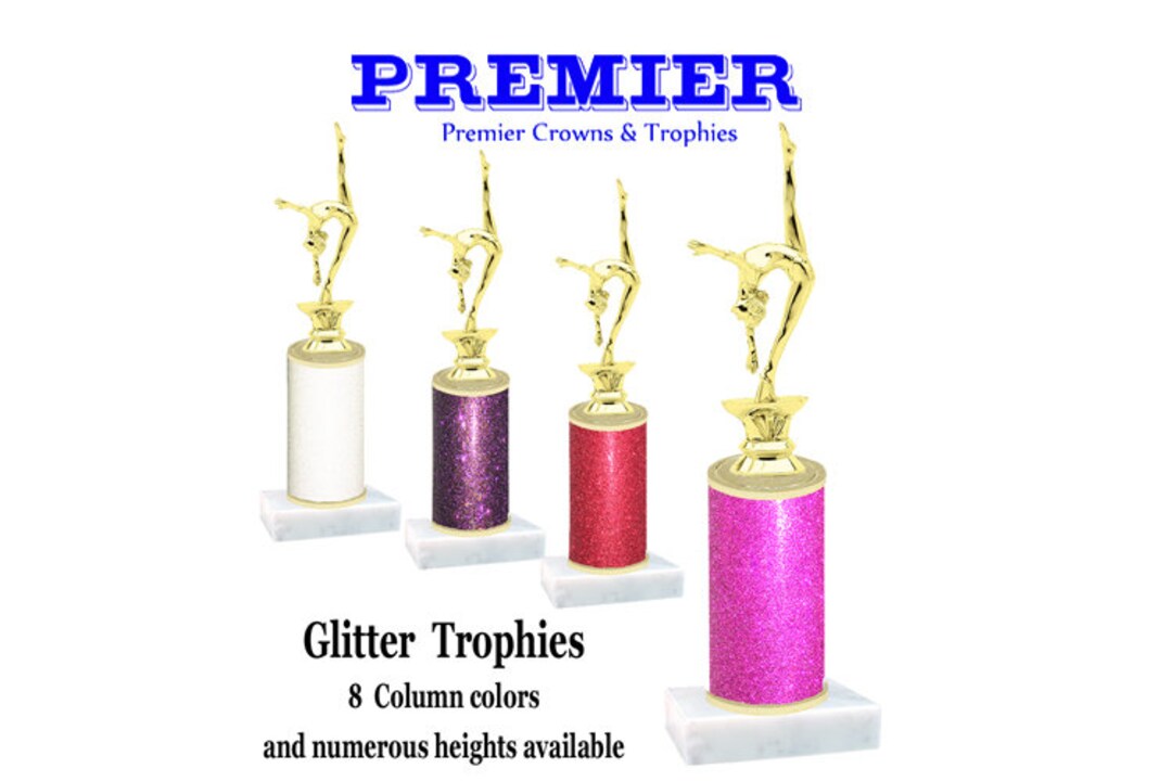 Glitter Column Trophy With Figure. 8 Glitter Colors and Numerous Trophy ...