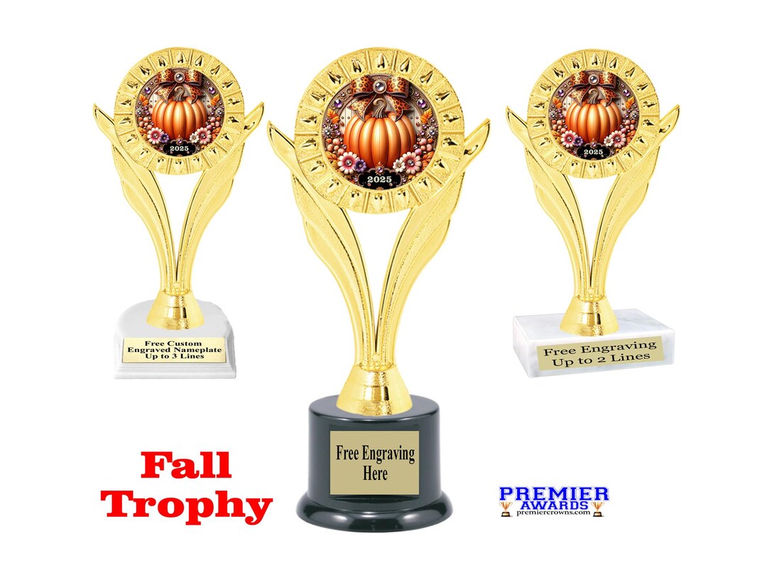 Fall Themed 6.5"to 8.5" Tall Trophy With Choice of Base. Great for Your ...