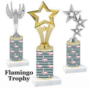 Flamingo Theme Trophy With Choice of Figure. Numerous Trophy Heights ...