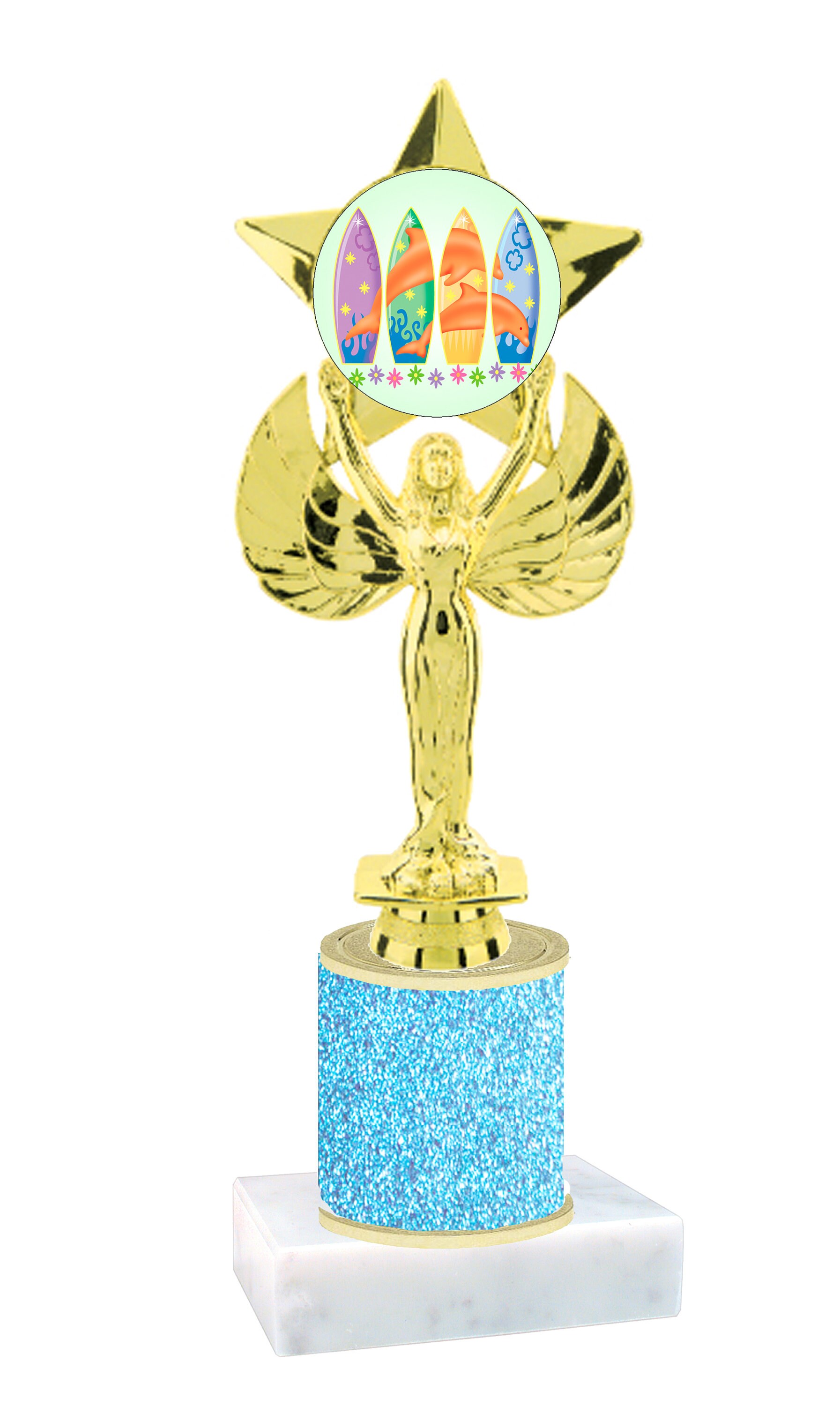 Glitter summer theme trophy with choice of glitter color. | Etsy