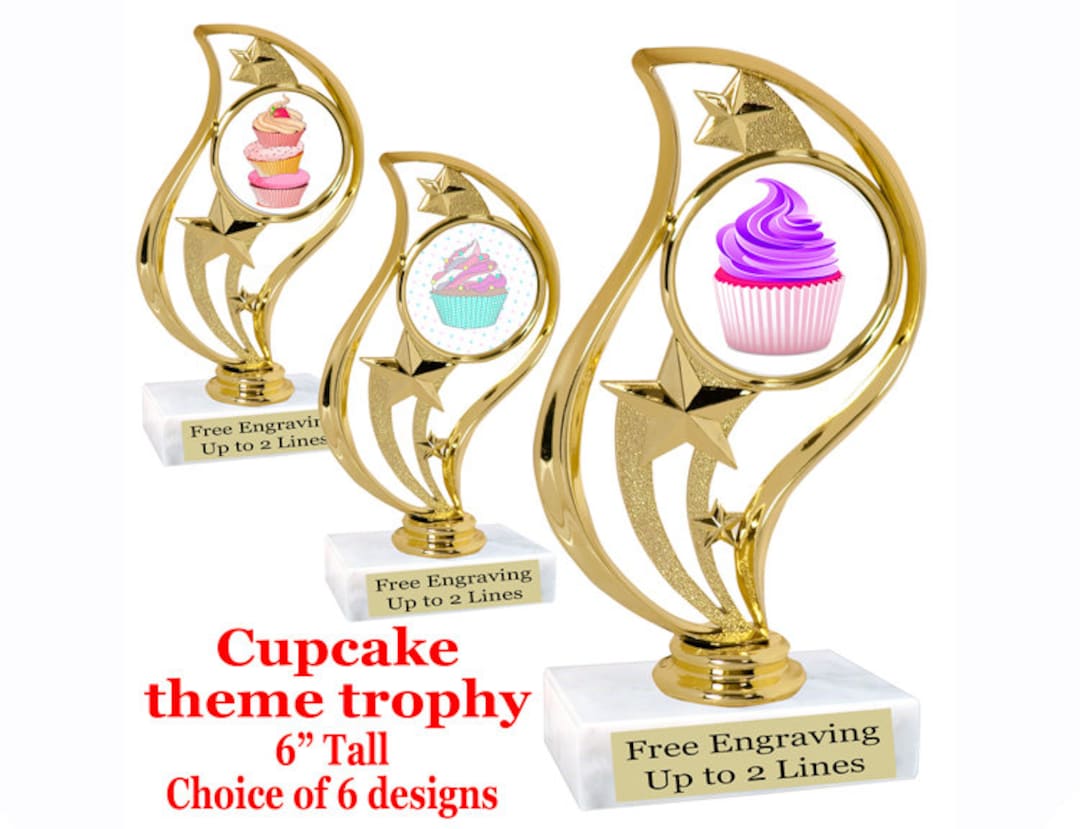 Cupcake Theme Trophy. Choice of 8 Designs and Includes Free Engraved ...
