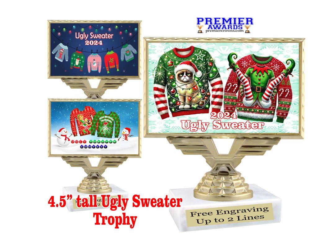 Ugly Sweater Trophy. Choice of 9 Designs. Great for Your Family, Office ...