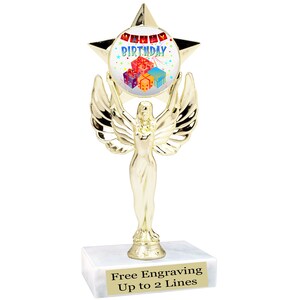 Birthday Theme Trophy With Choice of 8 Designs. Celebrate Their Day ...