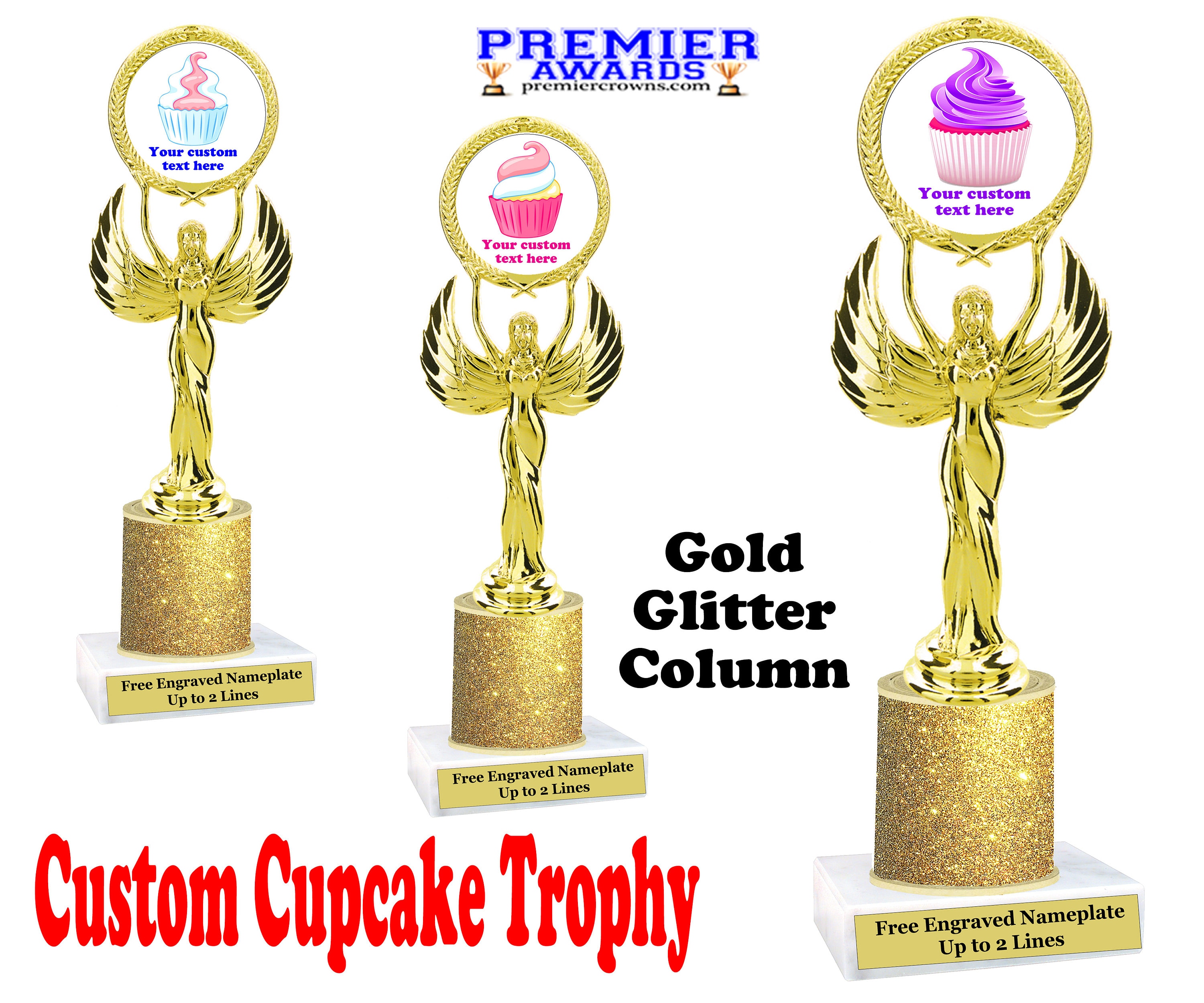 Custom Cupcake Theme Trophy With Gold Glitter Column. Great Award for ...