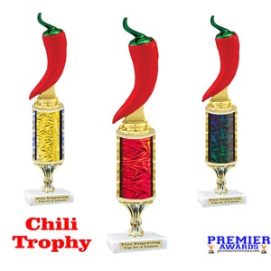 Red Chili Pepper Trophy With Choice of Column Color. Great for Your ...