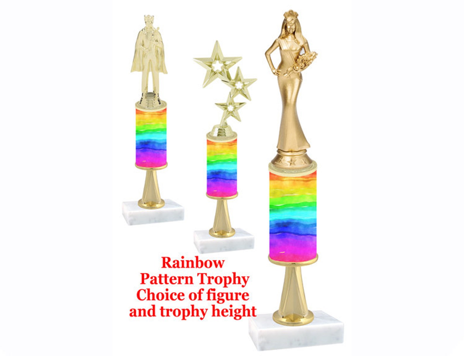 Rainbow theme trophy with choice of figure. Numerous trophy | Etsy