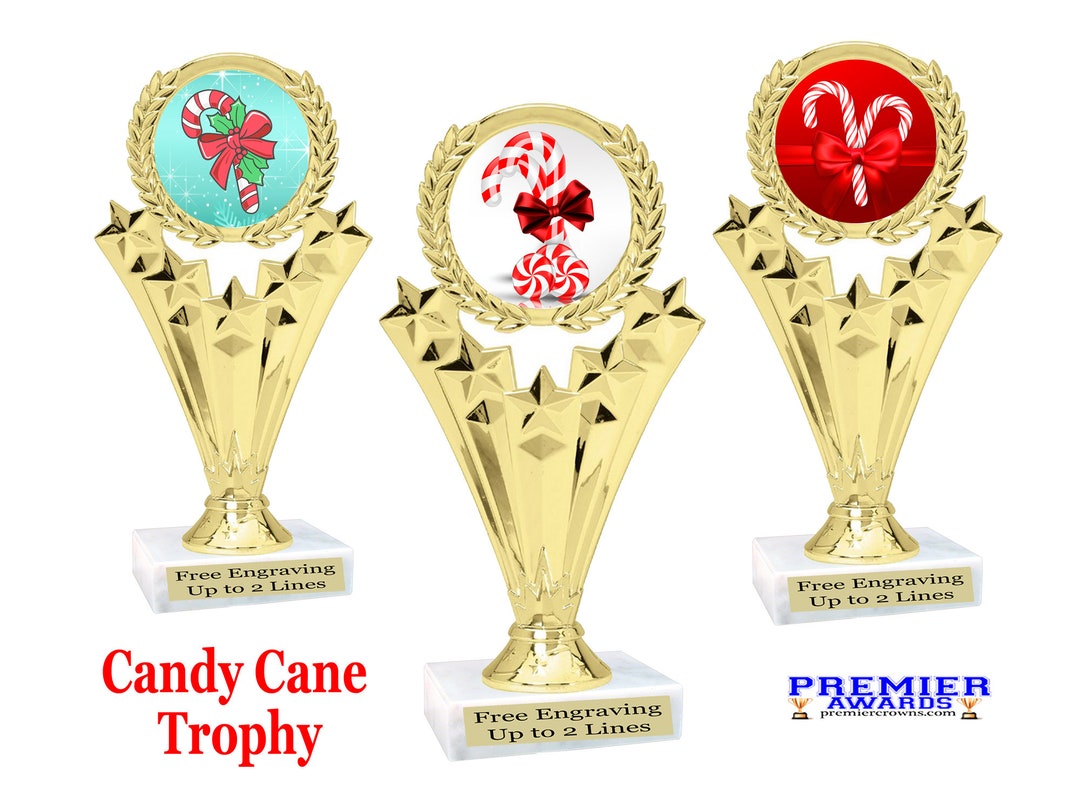 Candy Cane Theme Trophy With Gold Figure and Choice of Candy Cane ...