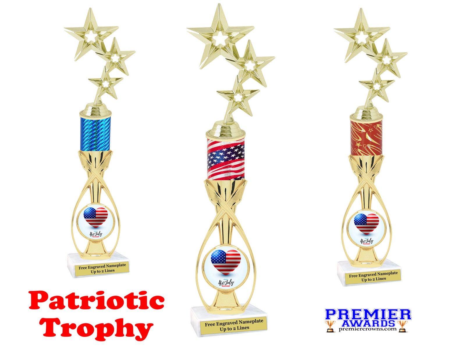 Patriotic - 4th of July Trophy. 14" Tall. Show off Your Patriotic ...
