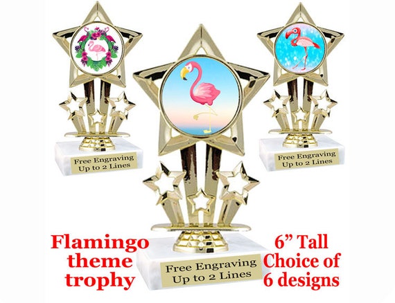 6 tall trophy with choice of flamingo art work Silver 6010 Flamingo ...