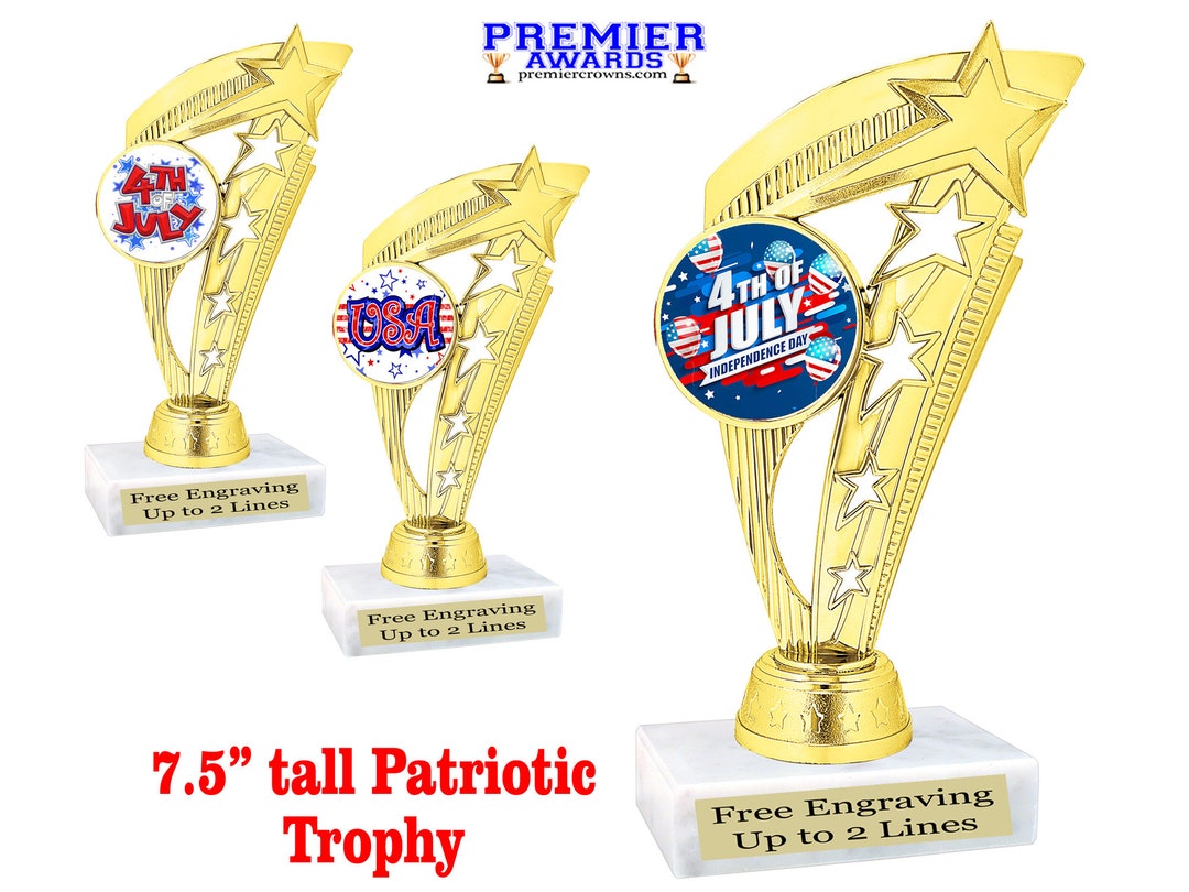 Patriotic - 4th of July Theme Trophy. 7.5" Tall. Great for Your Summer ...