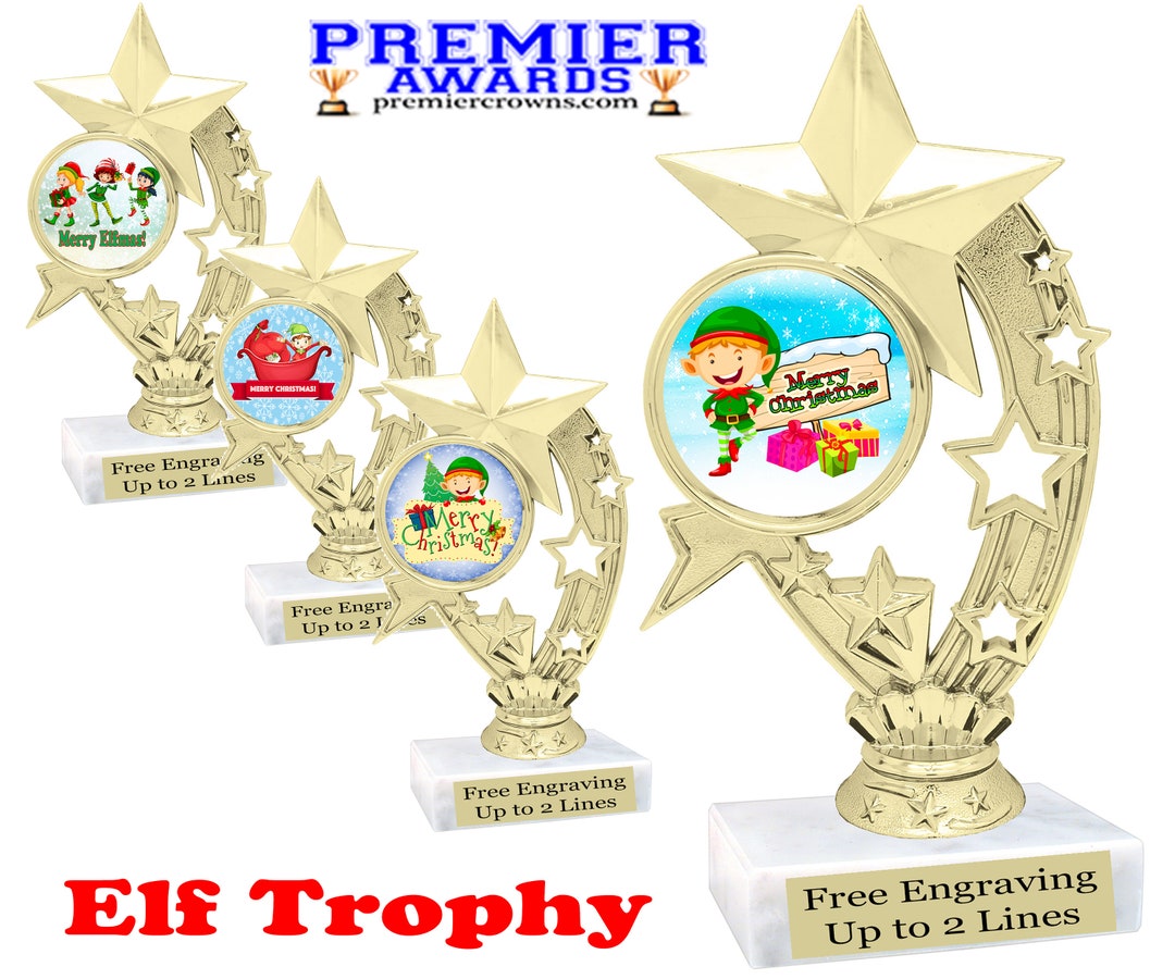 Christmas Winter Theme Trophy With Gold Figure and Choice of Christmas ...