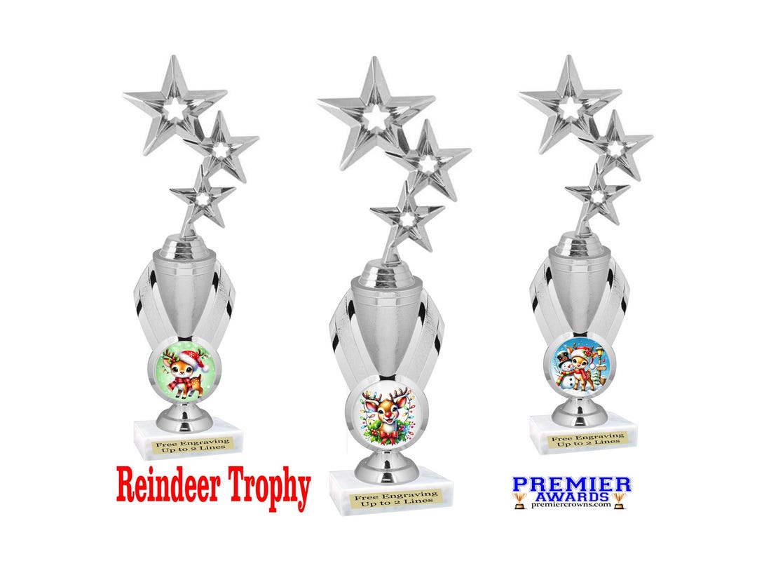 Reindeer Theme Trophy. Great Trophy for Your Holiday Events, Santa Runs ...