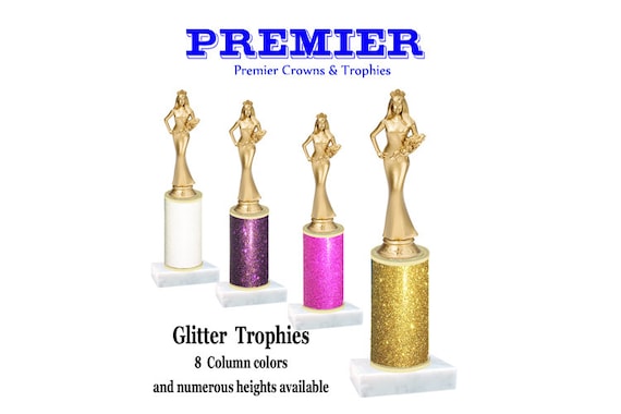 Glitter Column Trophy With Figure. 8 Glitter Colors and | Etsy
