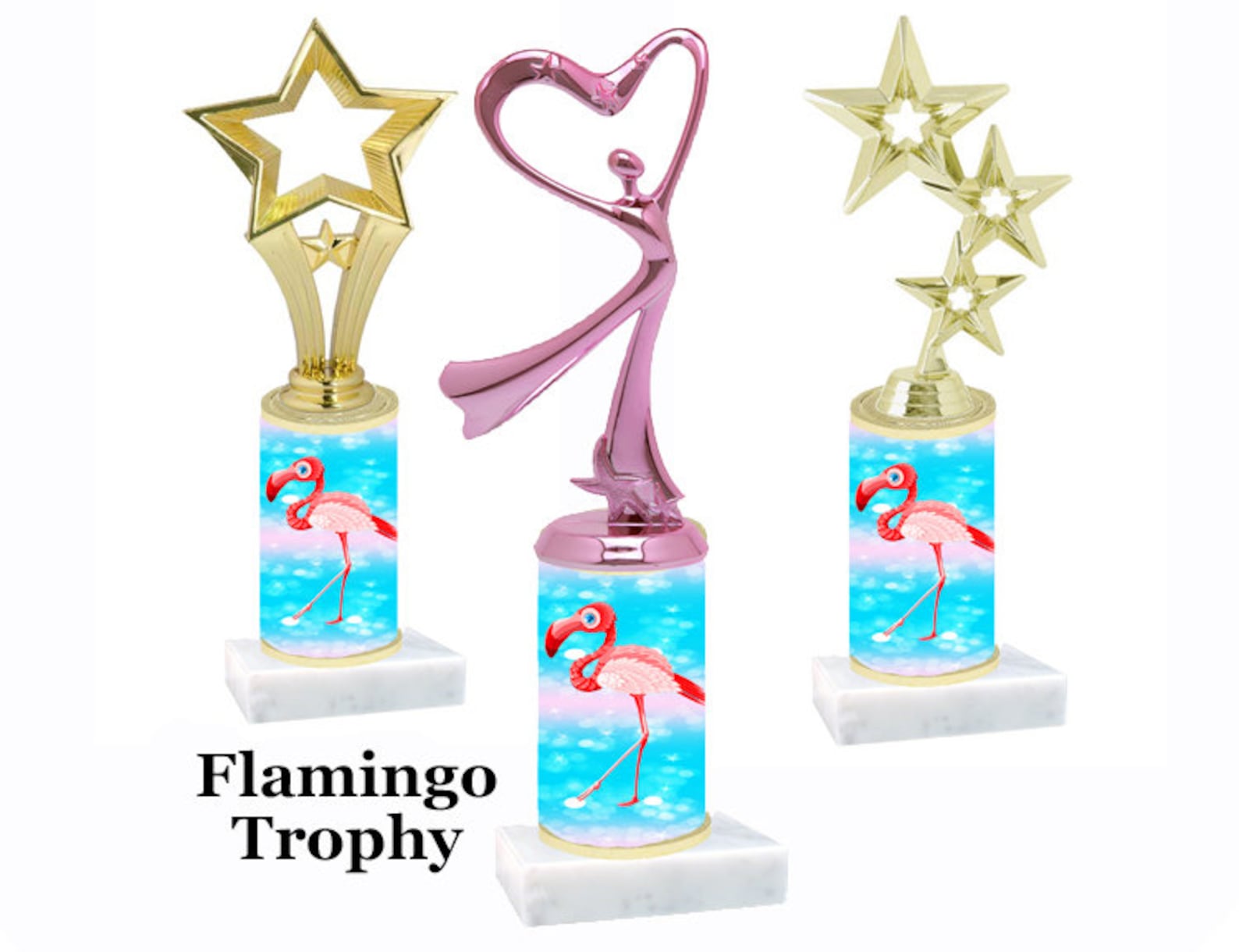 Flamingo Theme Trophy With Choice of Figure. Numerous Trophy - Etsy