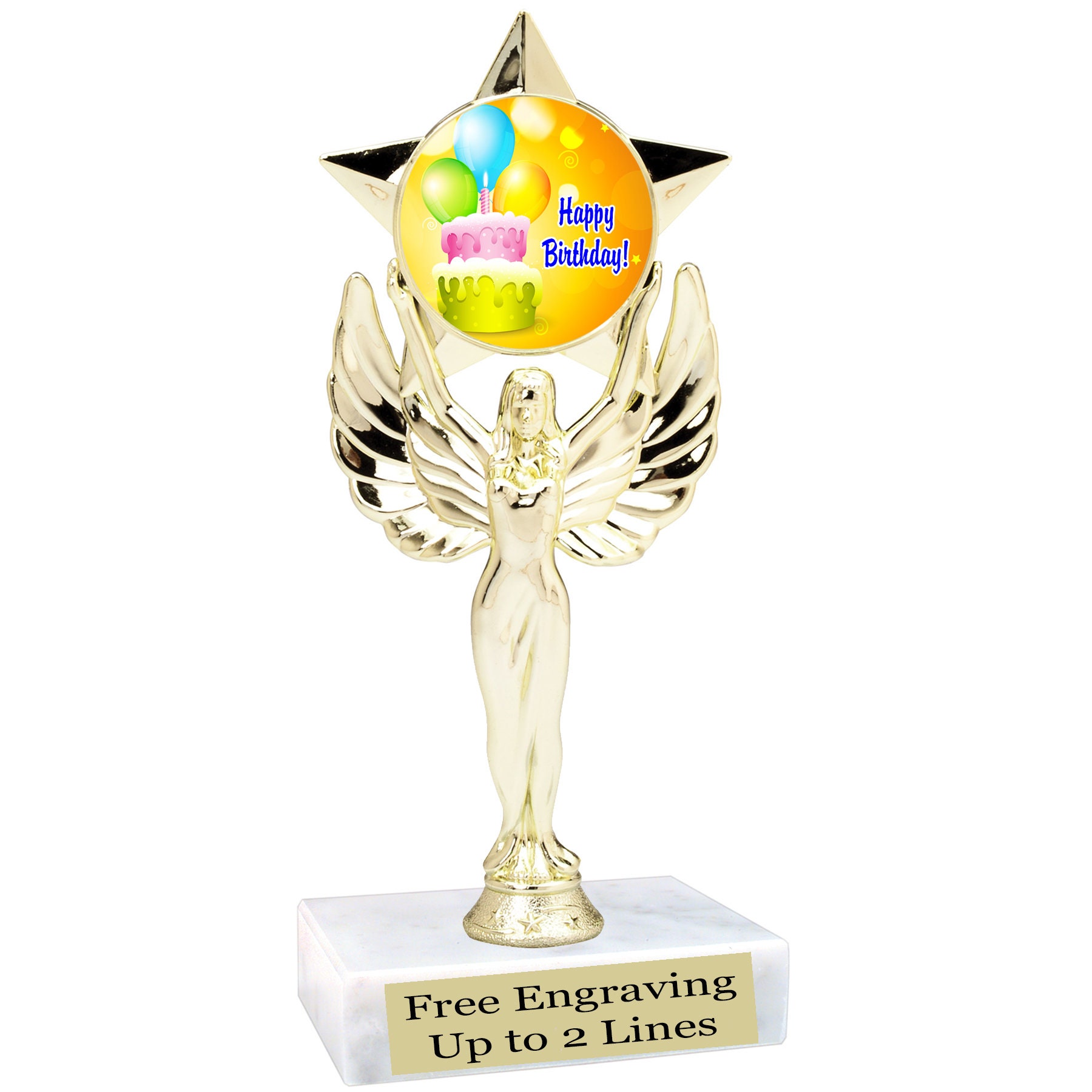 Birthday theme trophy with choice of 8 designs. Celebrate | Etsy