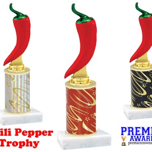 Red Chili Pepper Trophy With Choice of Column Color. Numerous Trophy ...