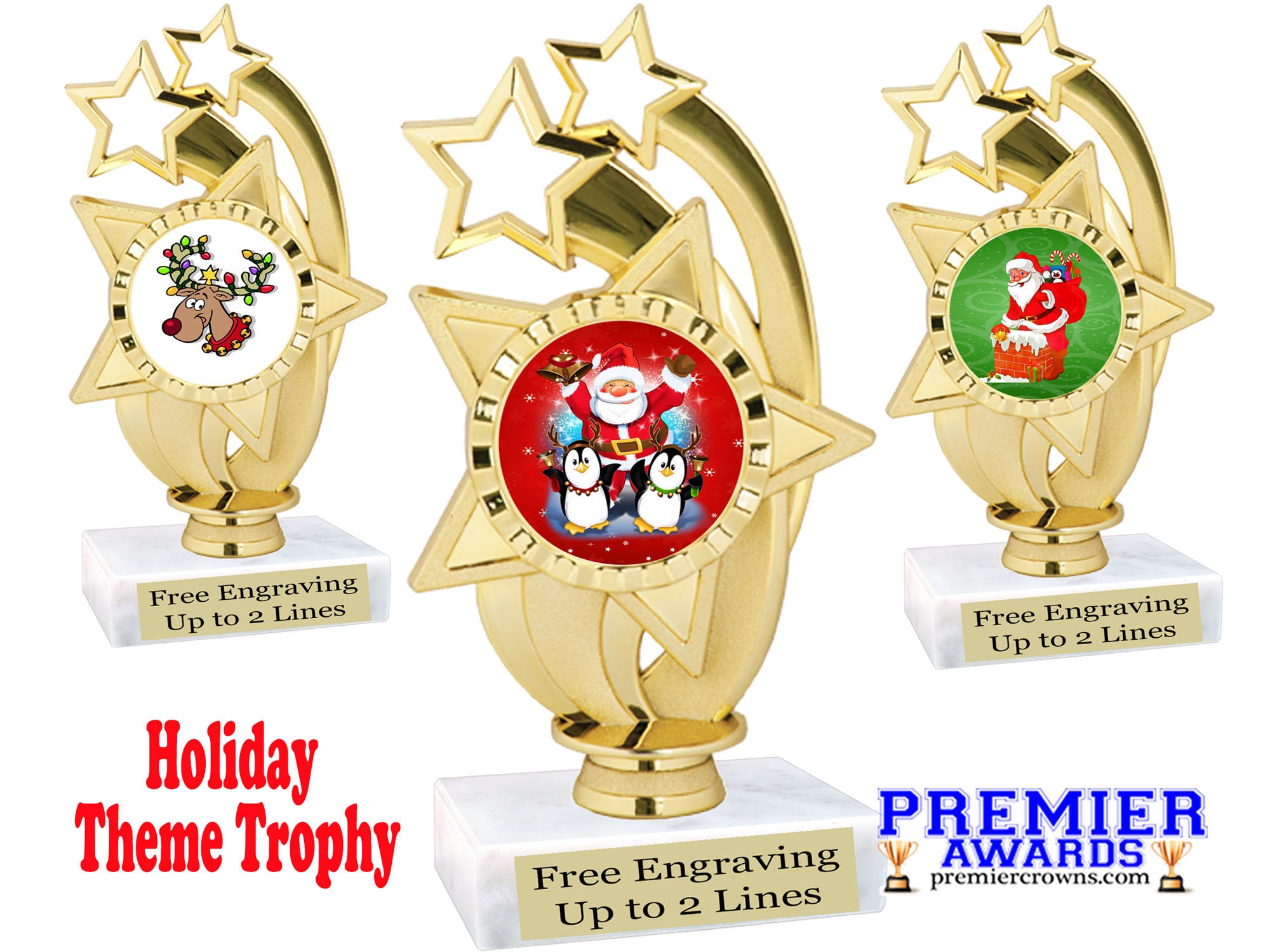 Christmas Winter Theme Trophy With Gold Figure and Choice of | Etsy