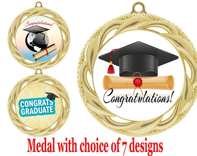 Graduation Theme Medal. Choice of 7 Designs. Includes Free Neck Ribbon ...
