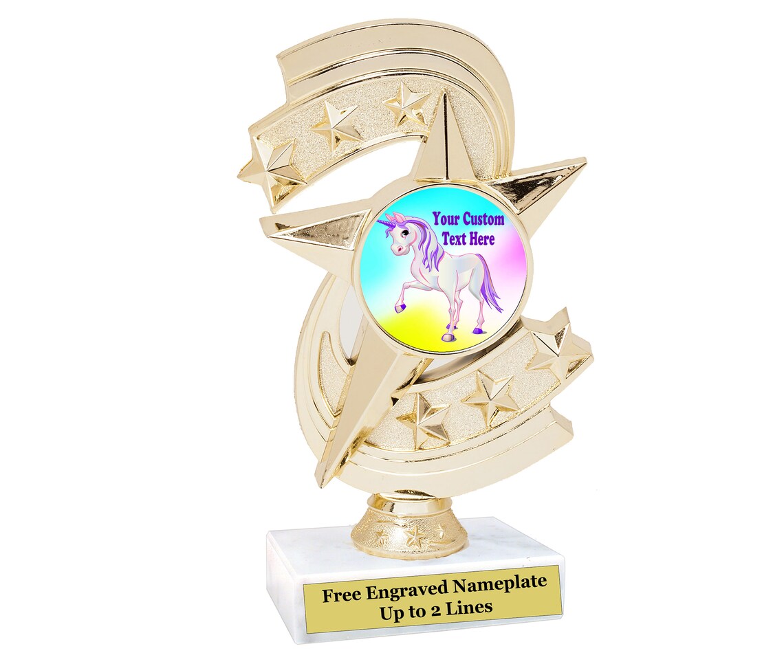 Custom Unicorn Theme Trophy. Choice of 6 Designs With Your Custom Text ...