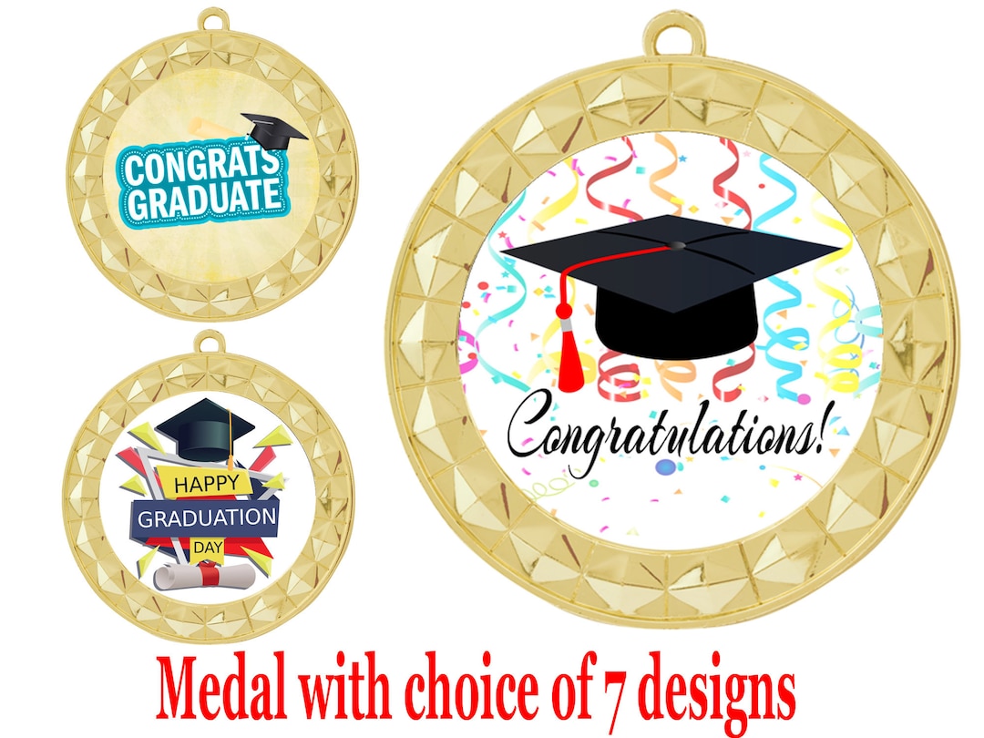 Graduation Theme Medal. Choice of 7 Designs. Includes Free Neck Ribbon ...