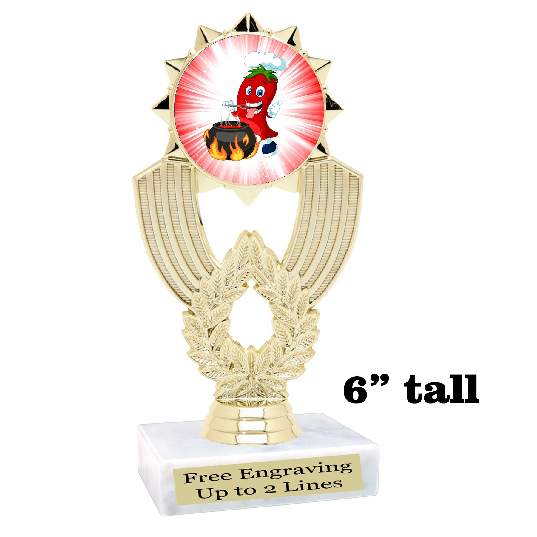 Chili - Salsa - BBQ Trophy. 6" Tall With Choice of Art Work. Great ...