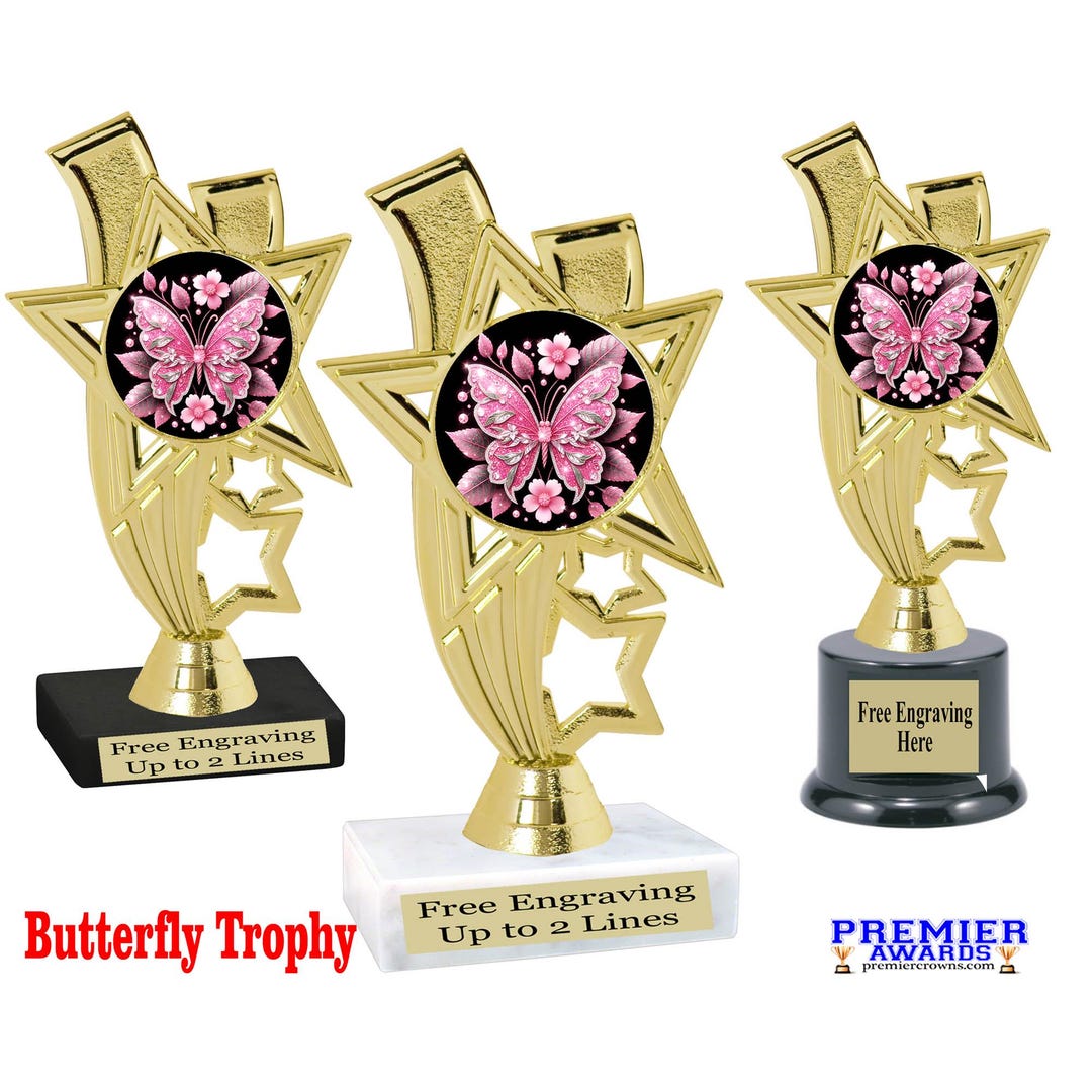 Butterfly Themed Trophy for Your Pageants, Contests, Spring Events. 6 ...
