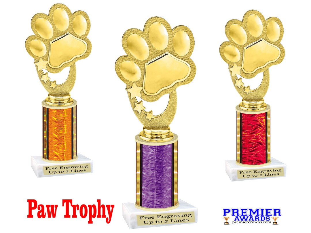 Paw Trophy With Choice of Column Color. Numerous Trophy - Etsy