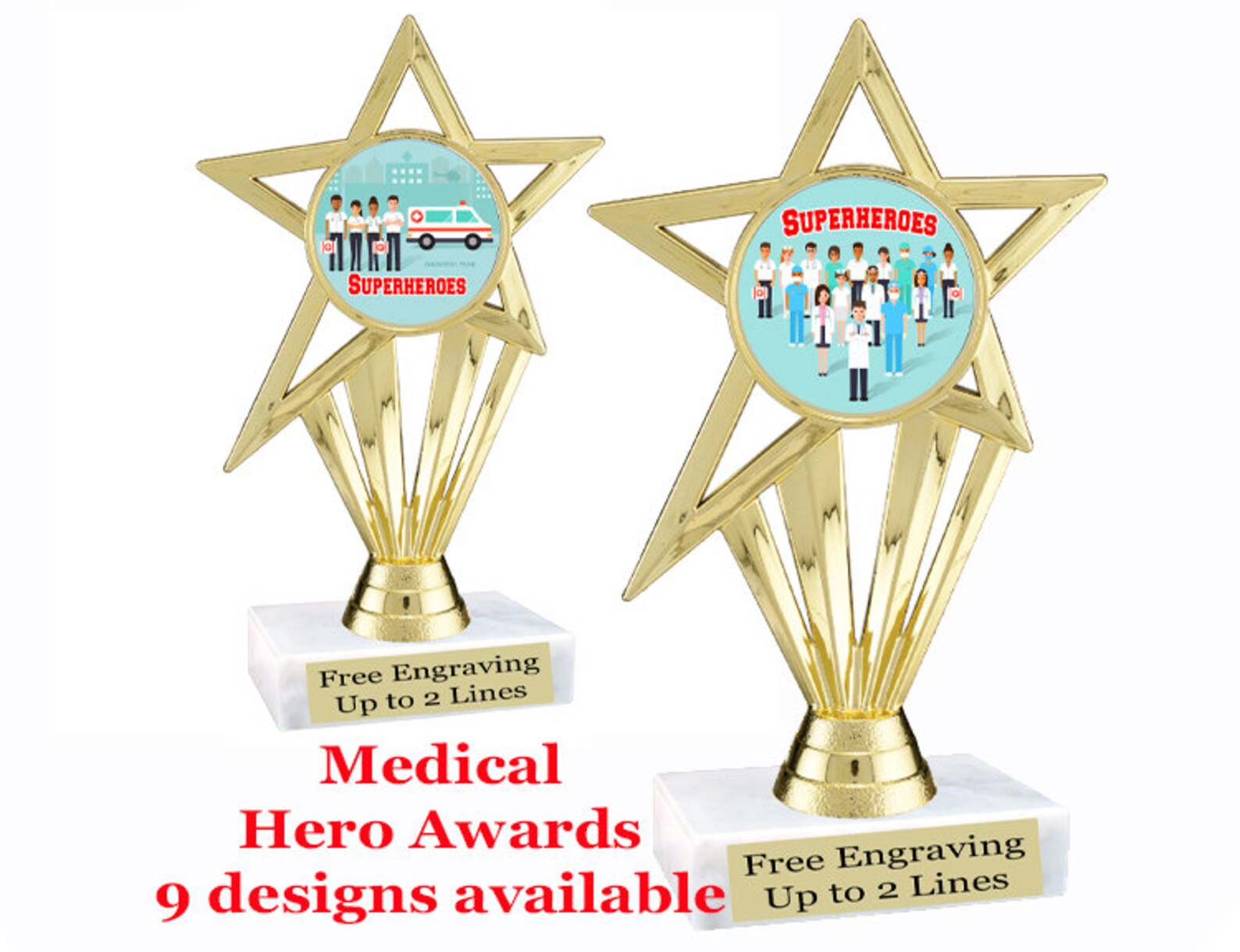 Medical Hero Award 6 tall trophy with choice of art | Etsy