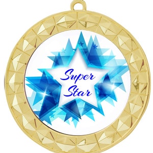 Gold Medal With Super Star Insert. Includes Free Neck Ribbon and ...