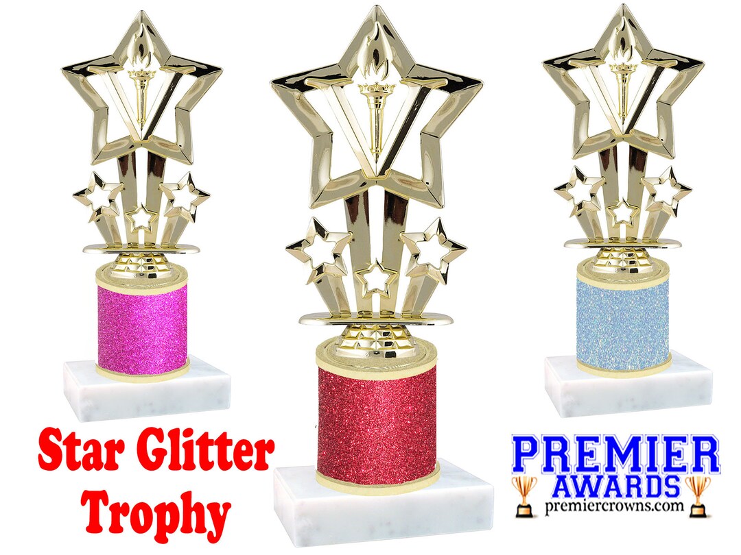Star Trophy With Choice of Glitter Column Color. Numerous Trophy ...