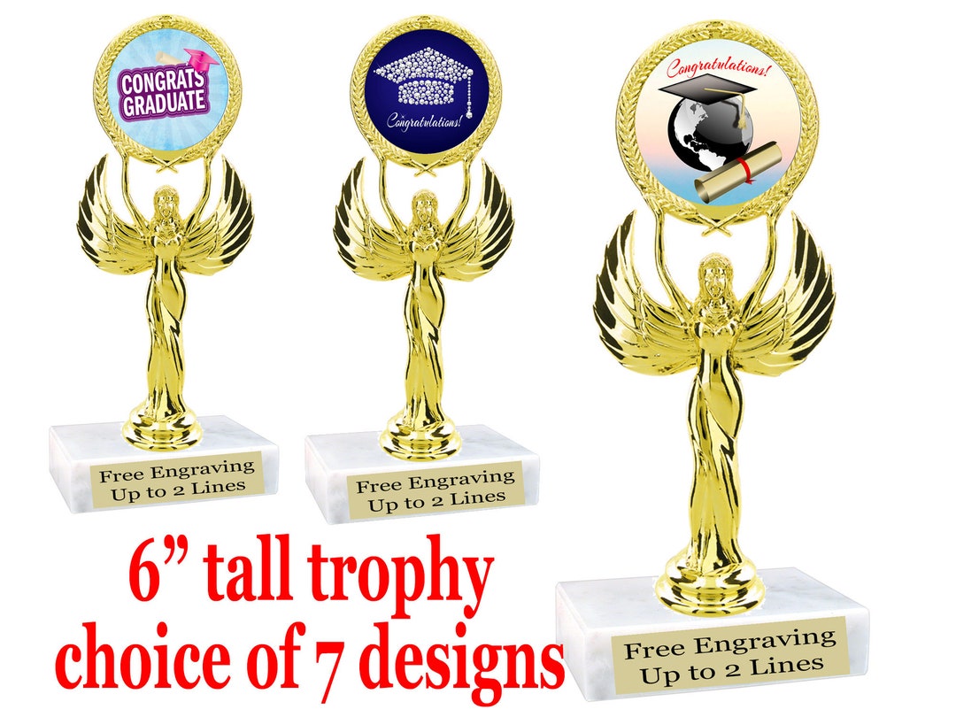 Graduation Theme Trophy. 6" Tall With Choice of 7 Designs. Celebrate ...