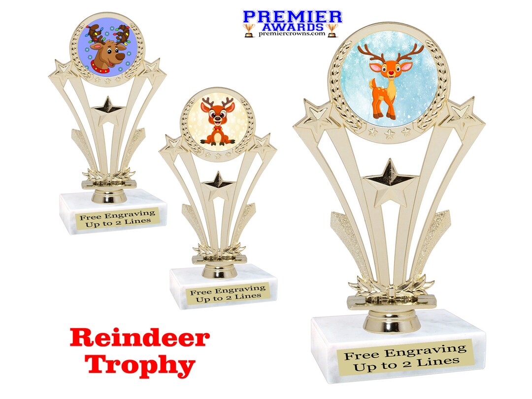 Reindeer Theme Trophy. Choice of Artwork and Base. Great for Reindeer ...