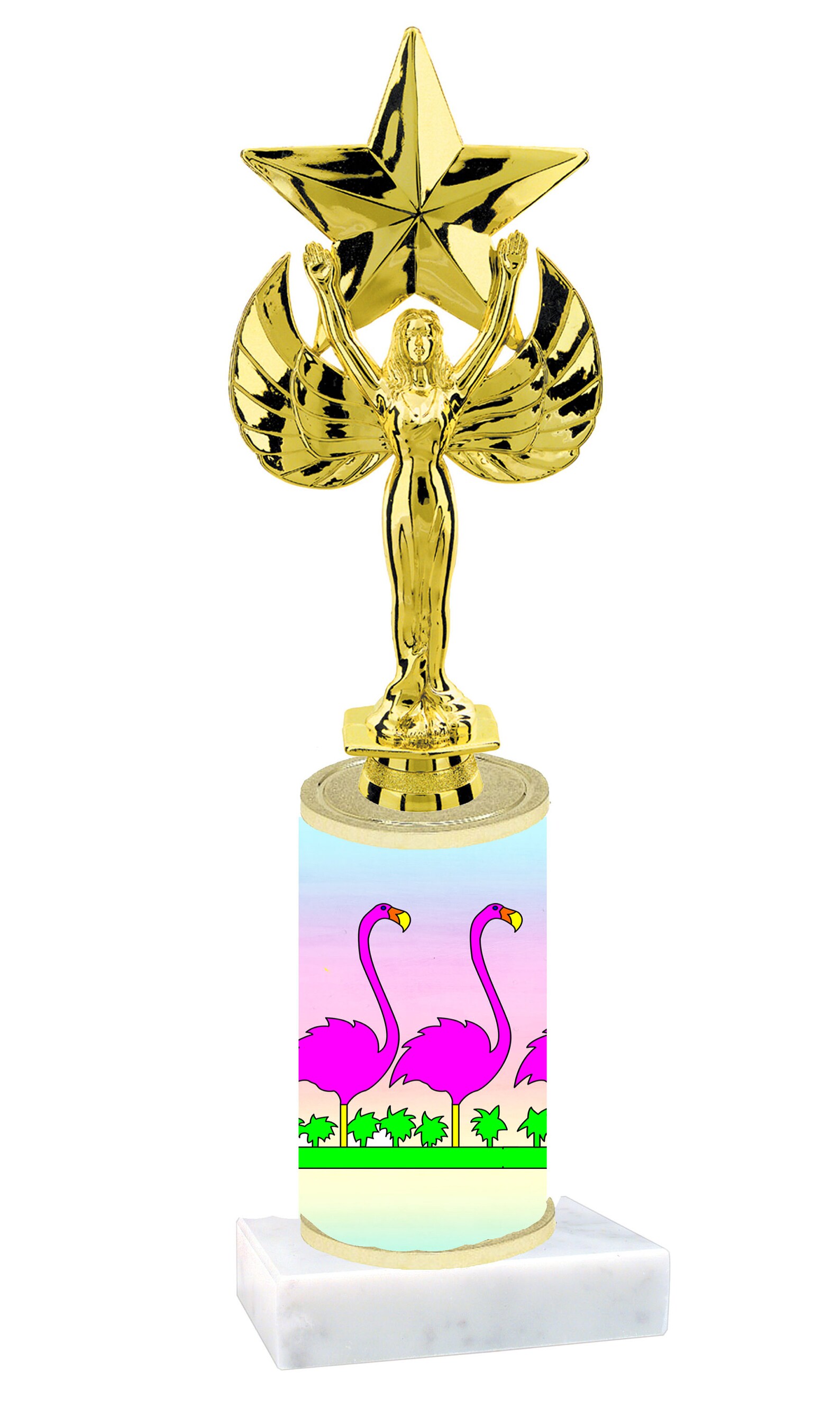 Flamingo theme trophy with choice of figure. Numerous trophy | Etsy