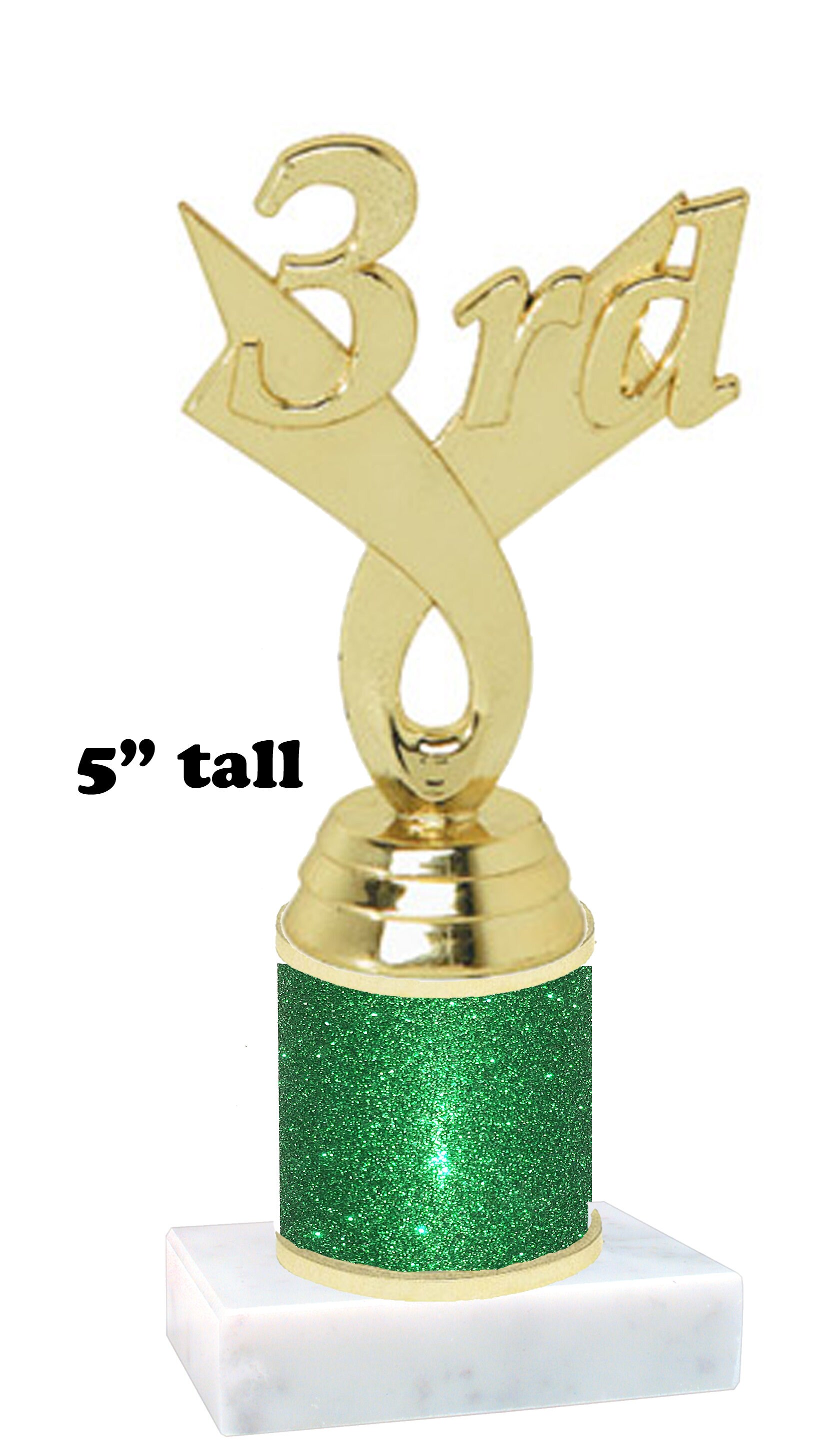 3rd Place Trophy. 5 tall on choice of glitter column. | Etsy