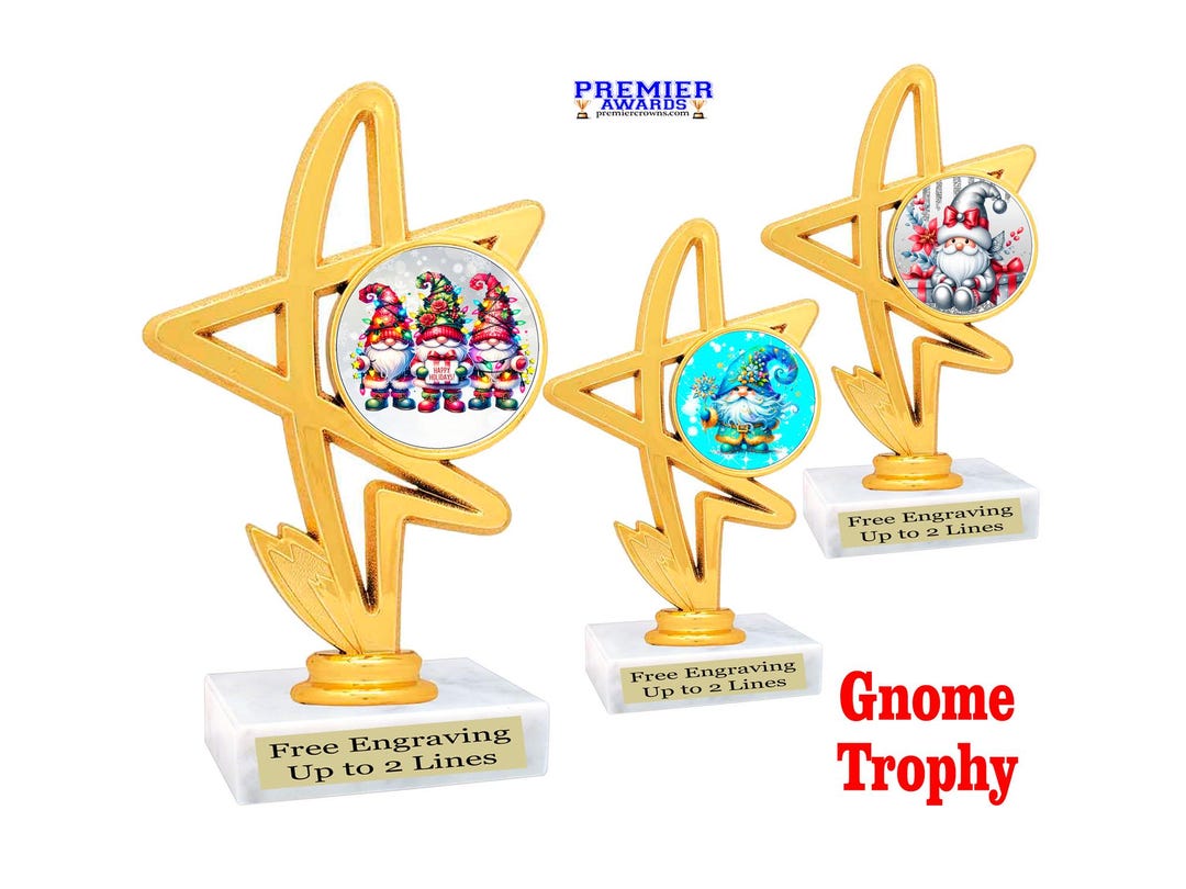 Gnome Christmas - Winter Theme Trophy With Gold Figure and Choice of ...
